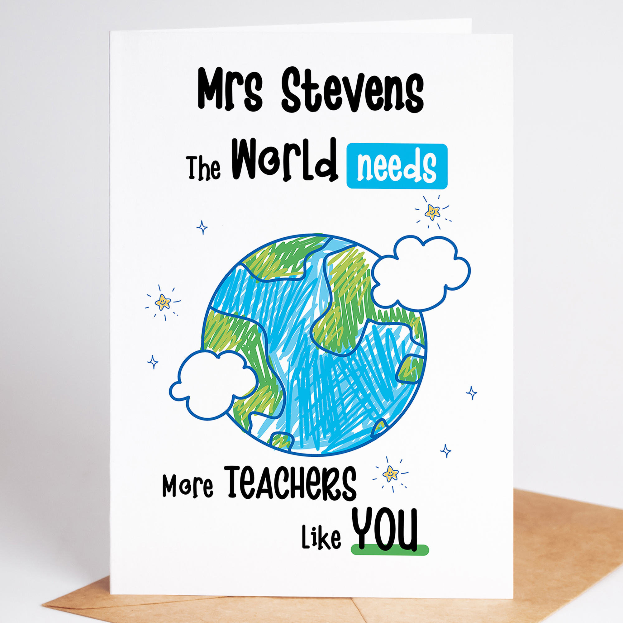 The Best Teacher In The World Personalised Teacher Card | Dearnex
