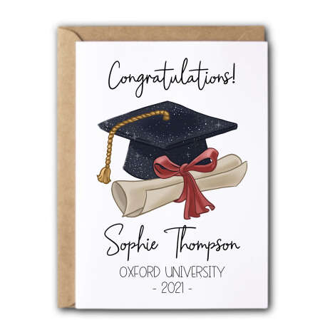 Personalised Graduation Card - Cap & Diploma | Beeyoutiful Gifts Ltd