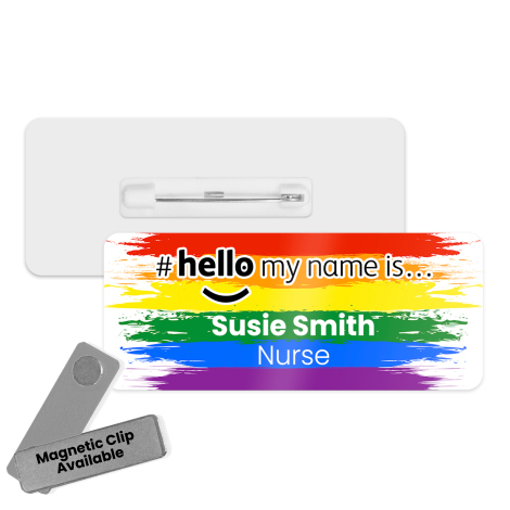 Name Badge - Rainbow Stripes Hello My Name is... | Beeyoutiful Gifts Ltd