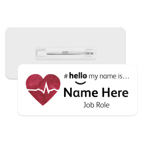 #hello my name is... Name Badge - Watercolour Heartbeat Heart ...