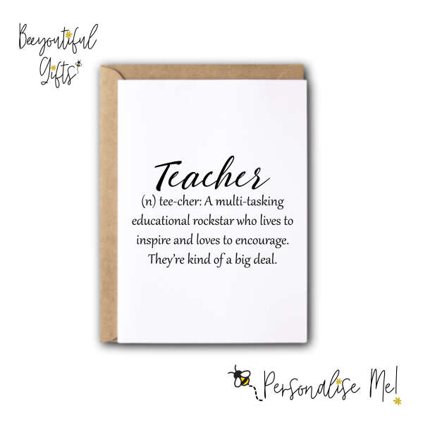 Thank You Teacher Card - Teacher Definition | Beeyoutiful Gifts